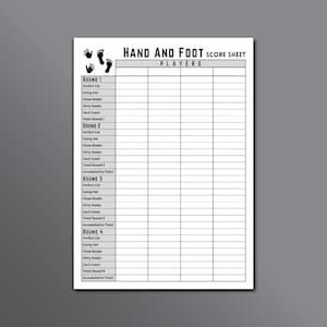 Hand and Foot Score Sheets, Hand and Foot Card Game Score Sheets ...