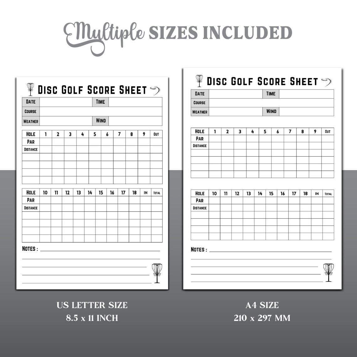 Disc Golf Score Sheet, Disc Golf Score Card, Disc Golf Score Keeper ...