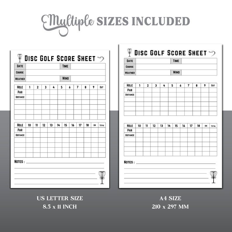 Disc Golf Score Sheet, Disc Golf Score Card, Disc Golf Score Keeper ...