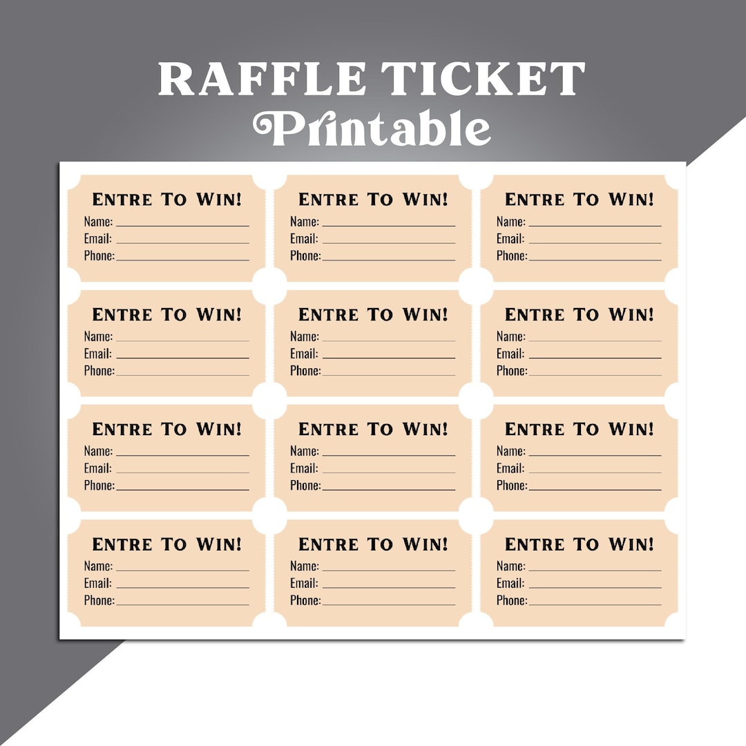 Printable Raffle Ticket - Enter to Win Printable Ticket Template ...