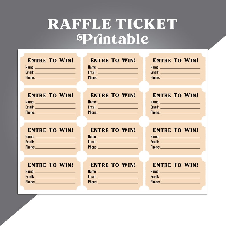Printable Raffle Ticket - Enter to Win Printable Ticket Template ...