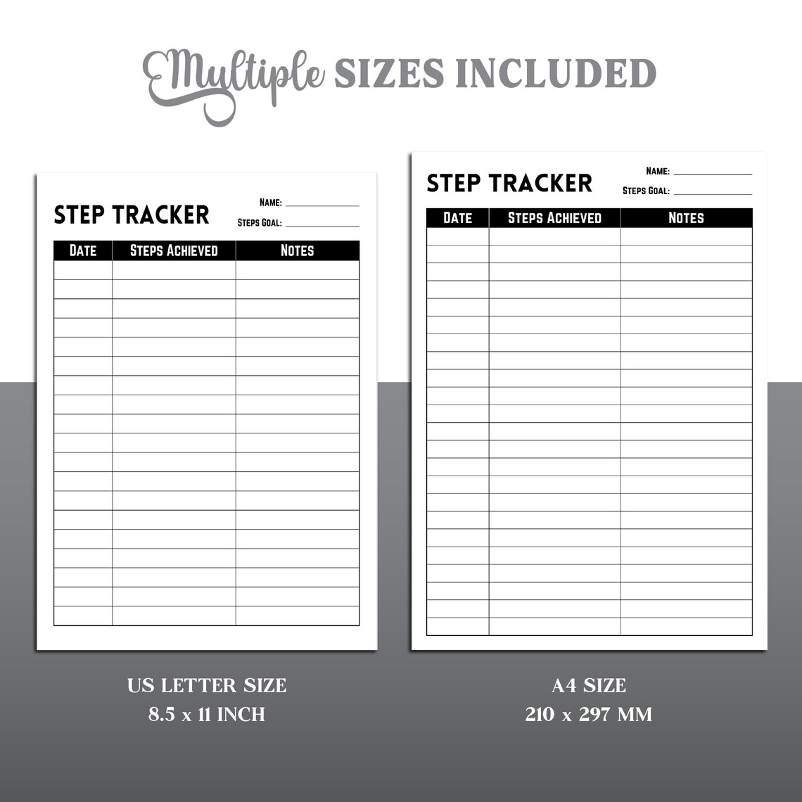 Simple Step Tracker Printable, Daily Walking Log, Health and Wellness ...