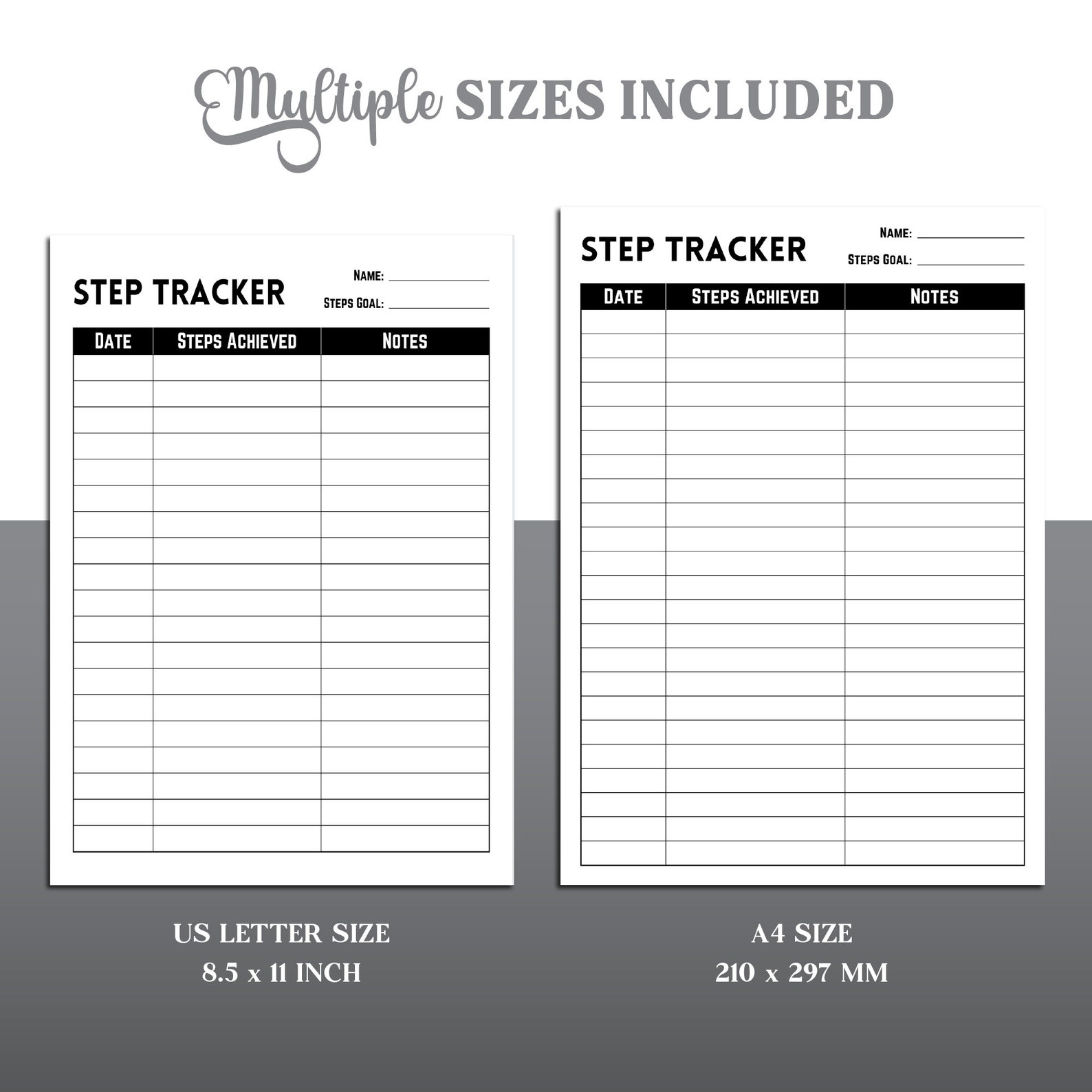 Simple Step Tracker Printable, Daily Walking Log, Health and Wellness ...
