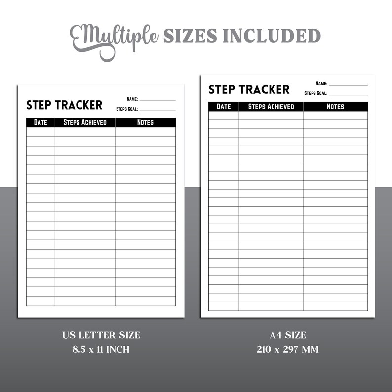 Simple Step Tracker Printable, Daily Walking Log, Health and Wellness ...