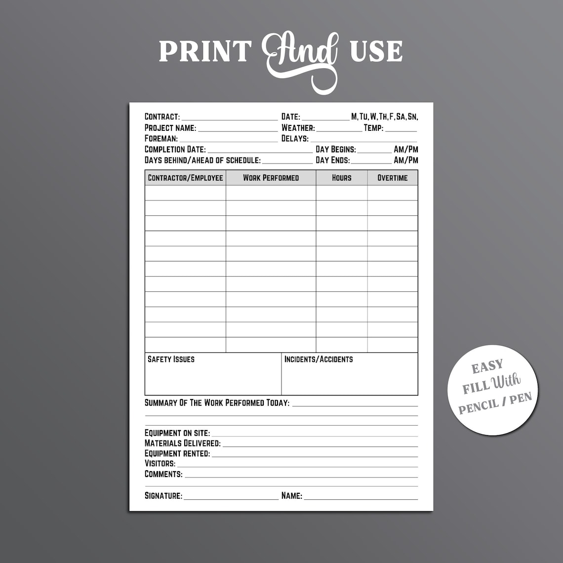 Construction Site Log, Construction Management and Planning Tool ...