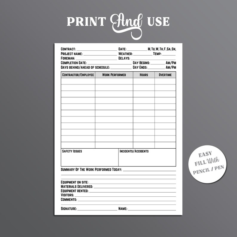 Construction Site Log, Construction Management and Planning Tool ...