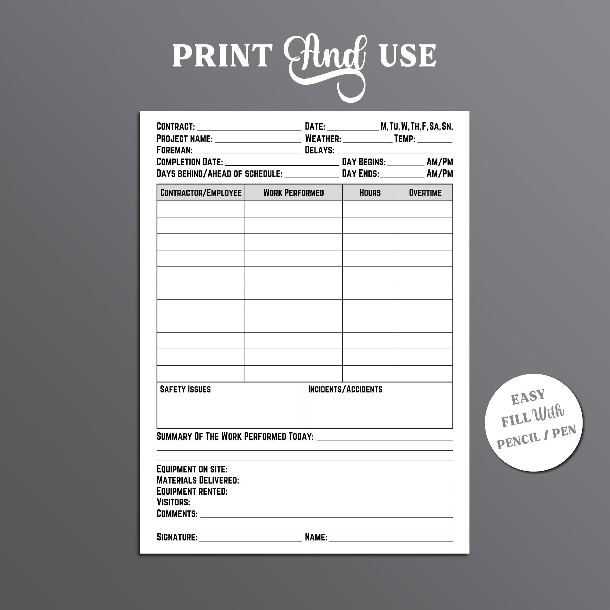 Construction Site Log, Construction Management and Planning Tool ...