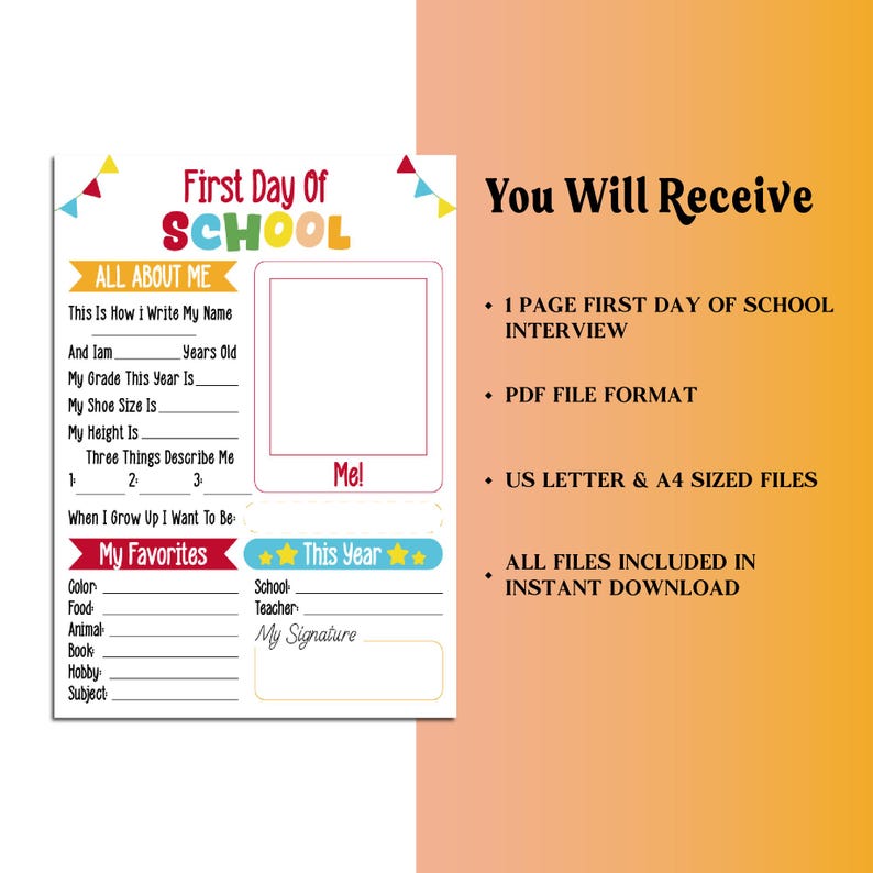 First Day of School Interview, All About Me, Back to School ...