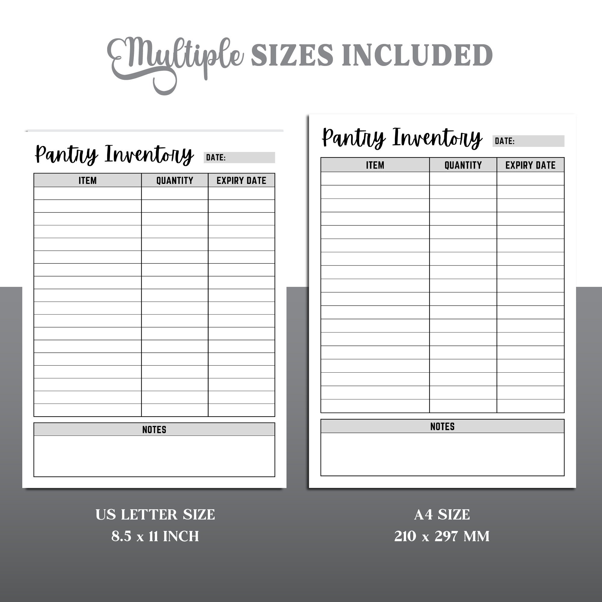 Kitchen Inventory Printable Template, Fridge and Freezer Inventory ...