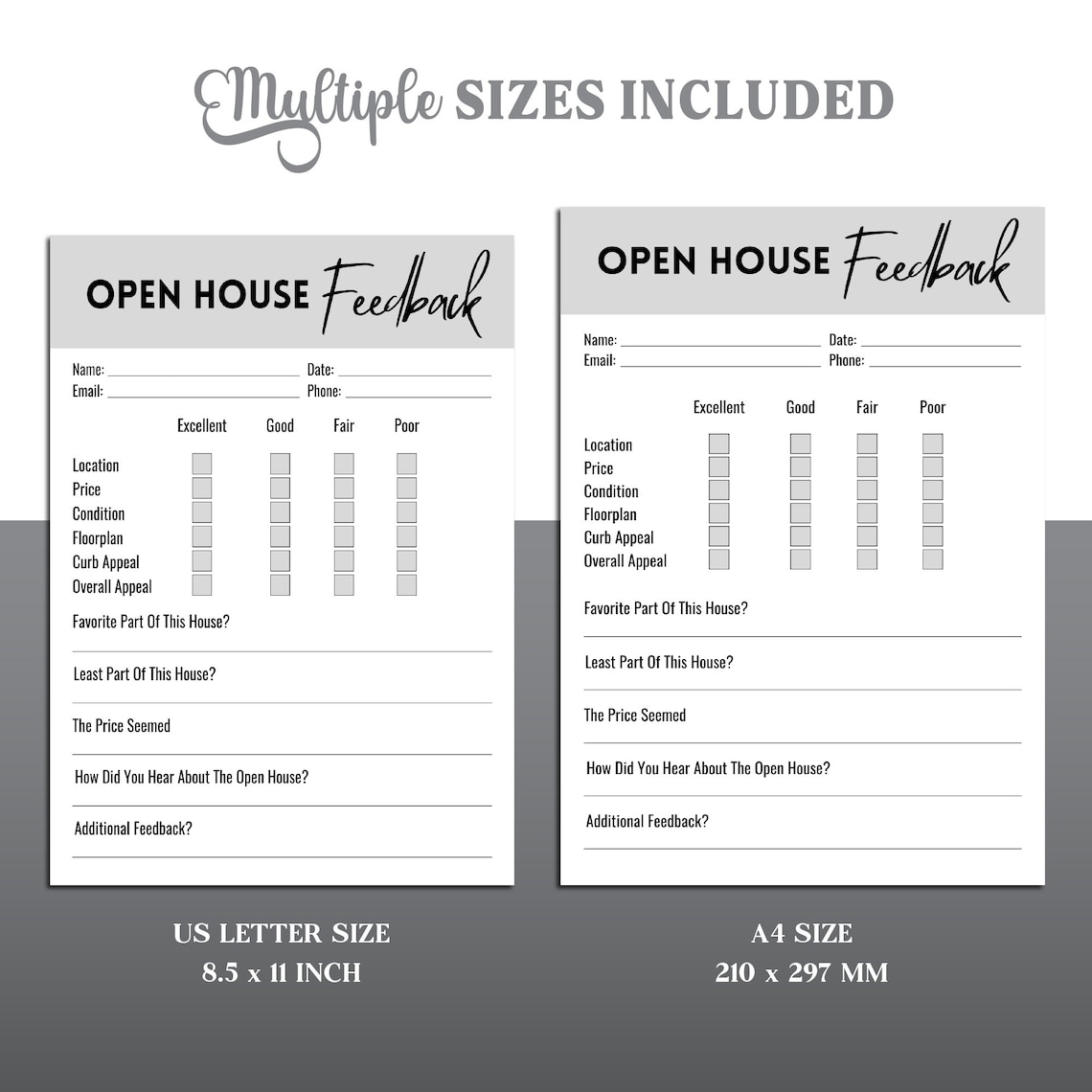 Open House Feedback Form Template, Printable Visitor Survey, Real ...