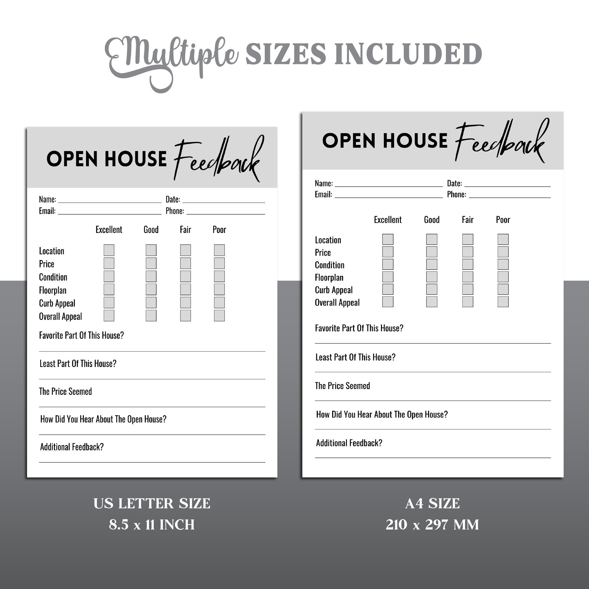 Open House Feedback Form Template, Printable Visitor Survey, Real ...