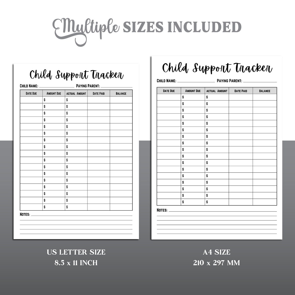 Child Support Tracker Printable - Child Support Payment Tracker - Co ...