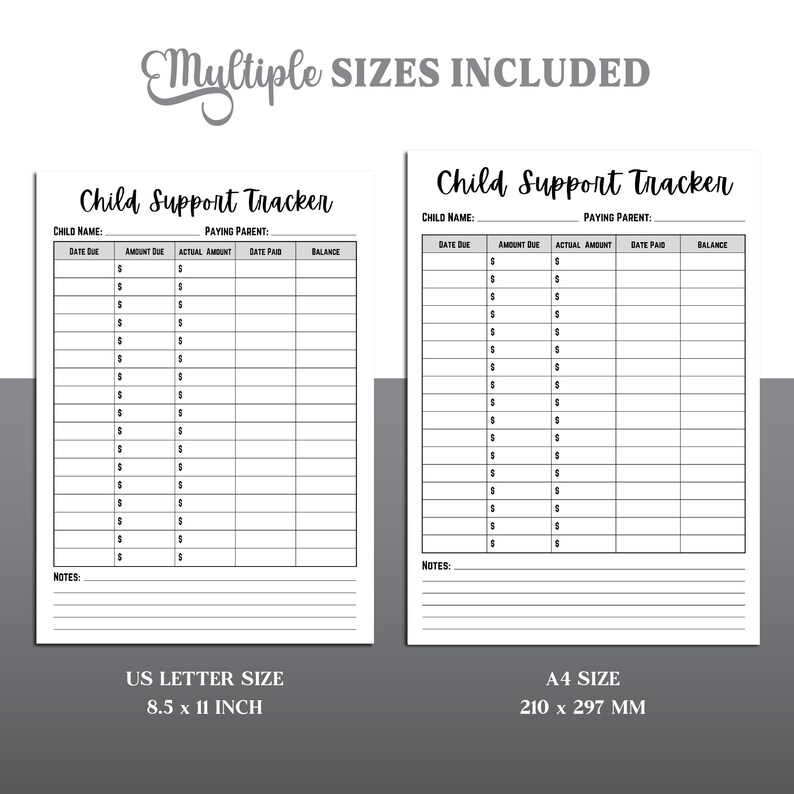 Child Support Tracker Printable - Child Support Payment Tracker - Co ...