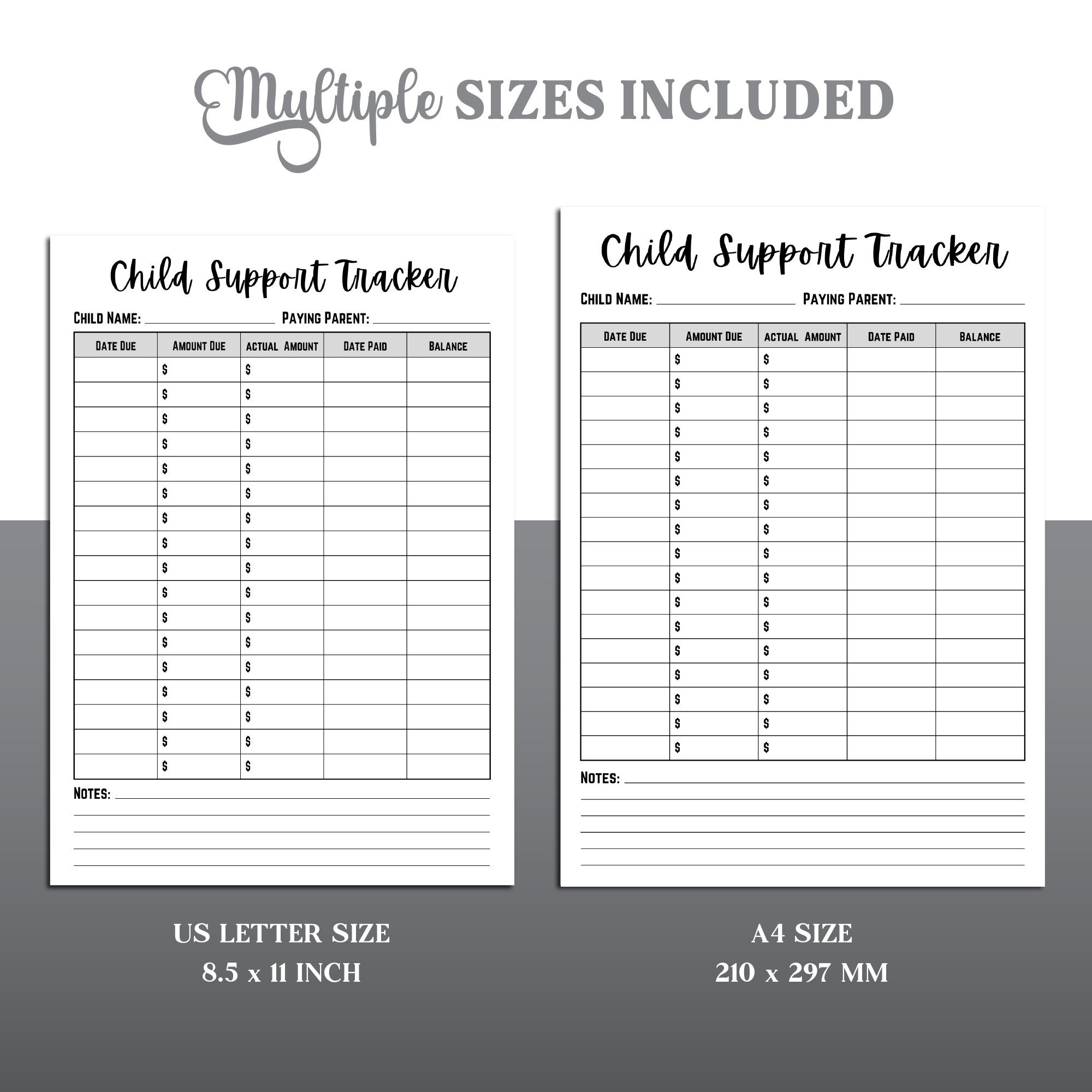 Child Support Tracker Printable - Child Support Payment Tracker - Co ...