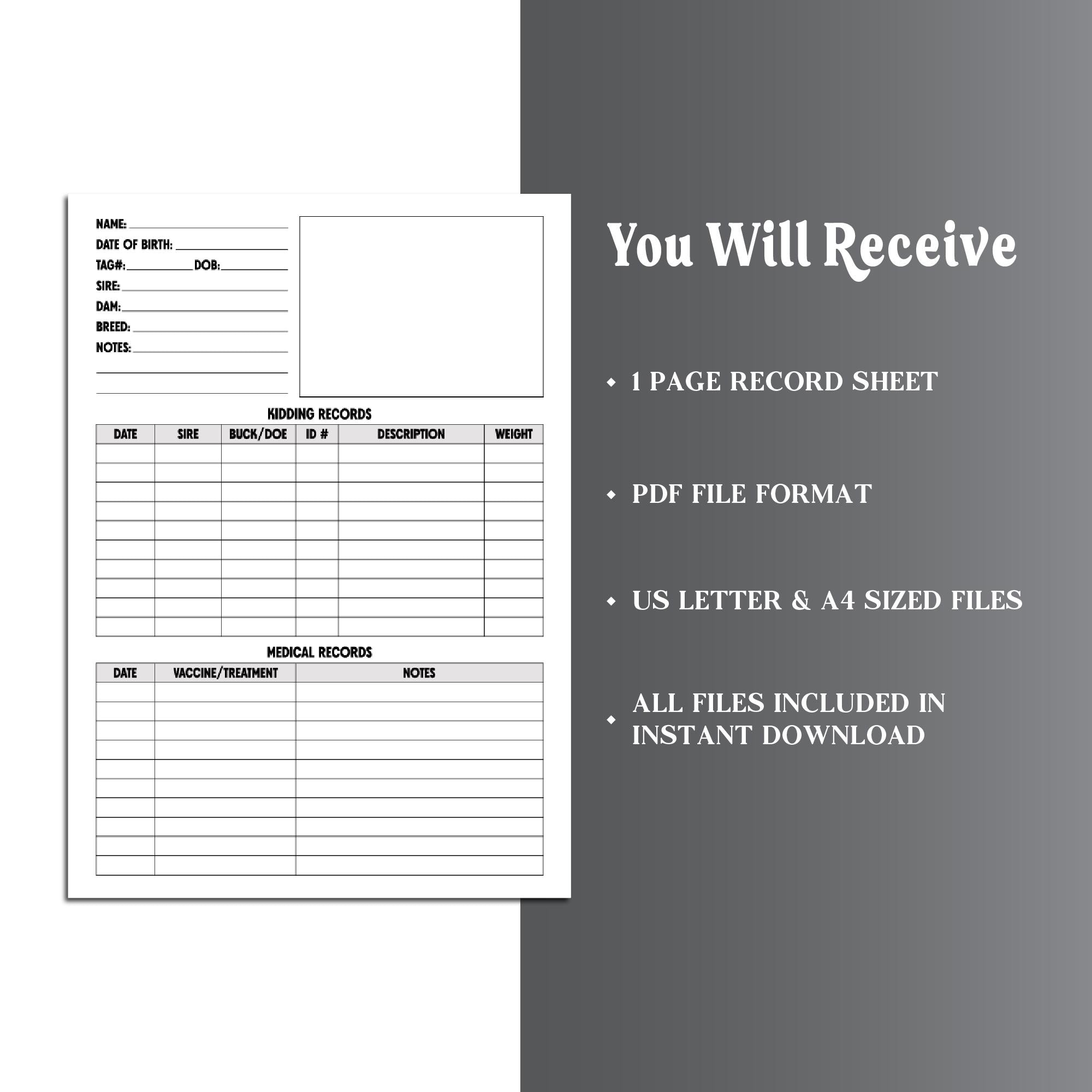 Goat Herd Record Sheet, Goat Herd Record Keeping, Farm Management ...