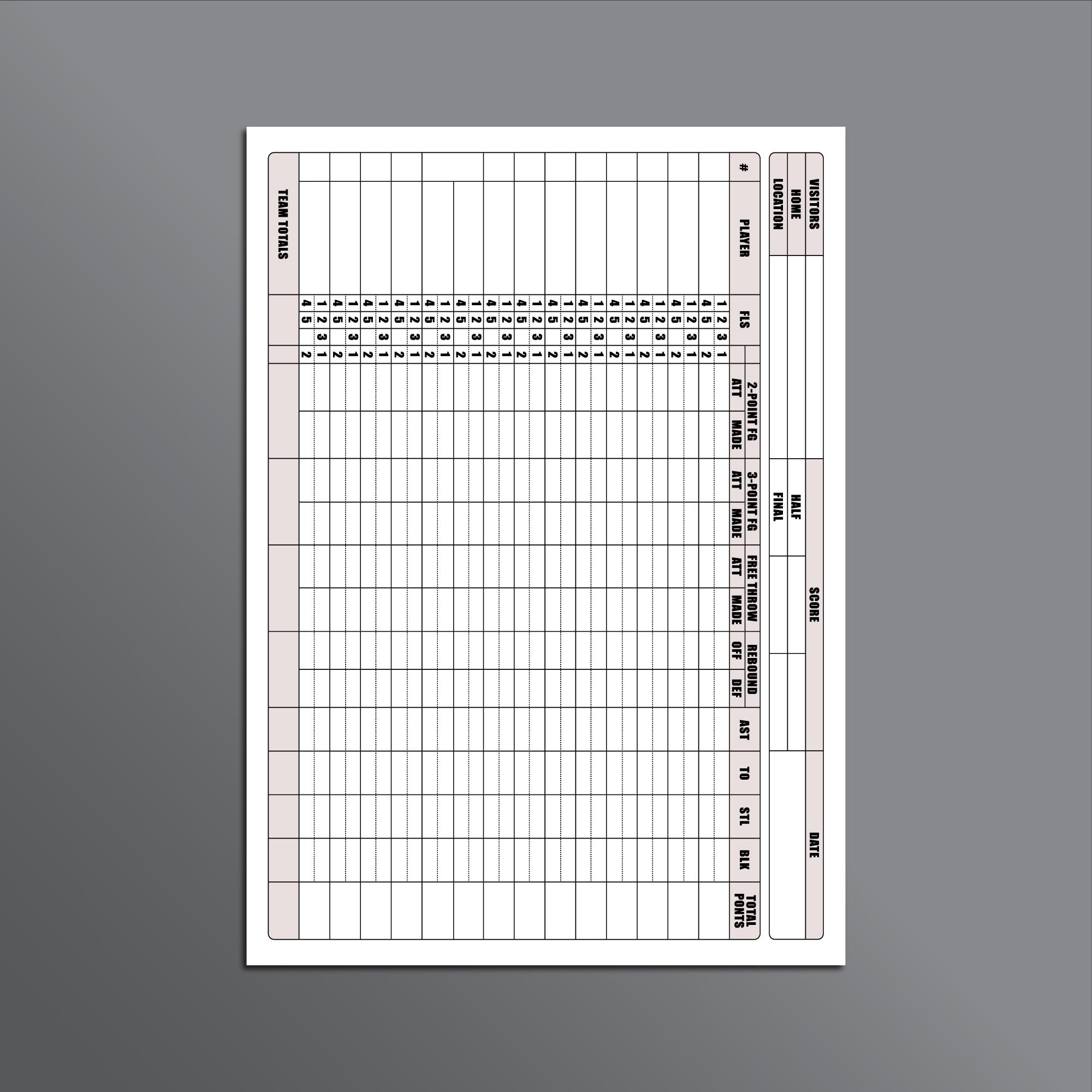 Basketball Statistic Score Sheet, Basketball Stat Tracker Player ...