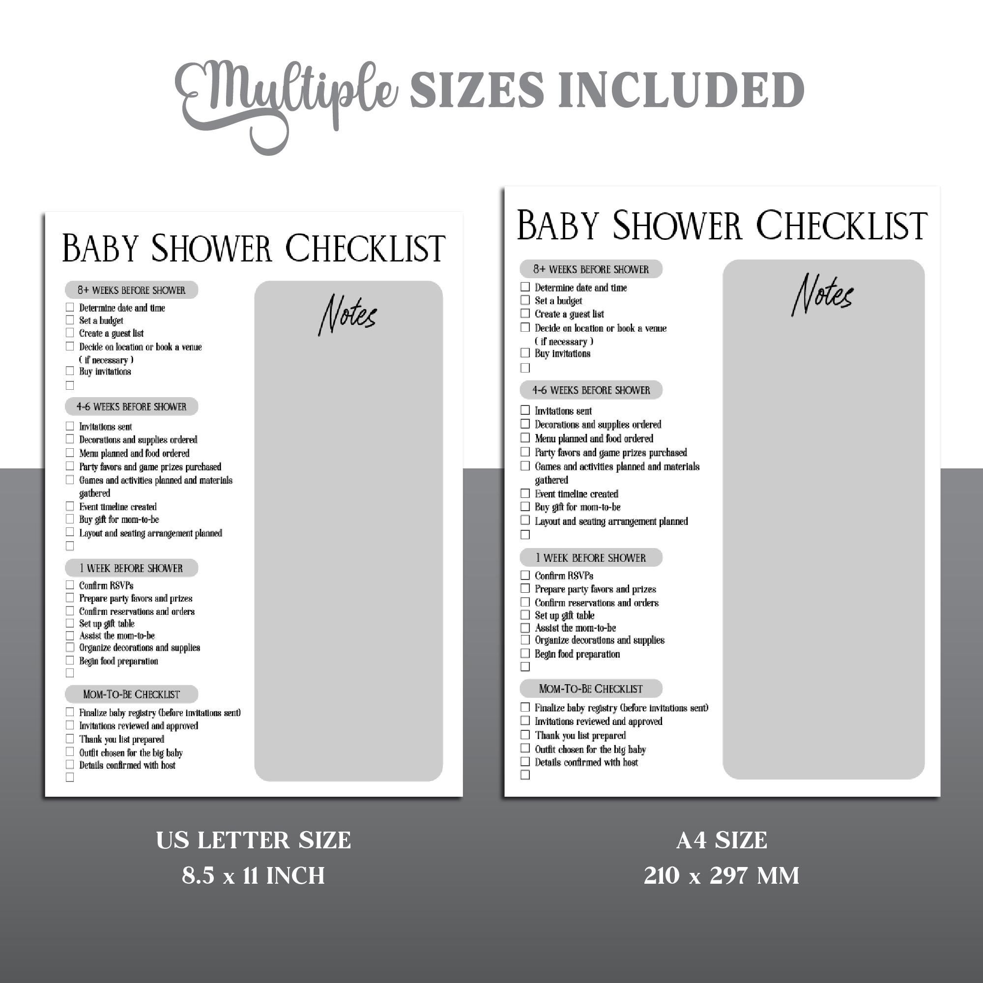 Baby Shower Checklist, Baby Shower Planner, Baby Shower List Template ...