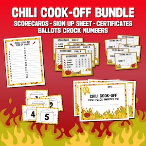 Bundle Chili Cook-off Score Sheet Printable for Chili Competition ...