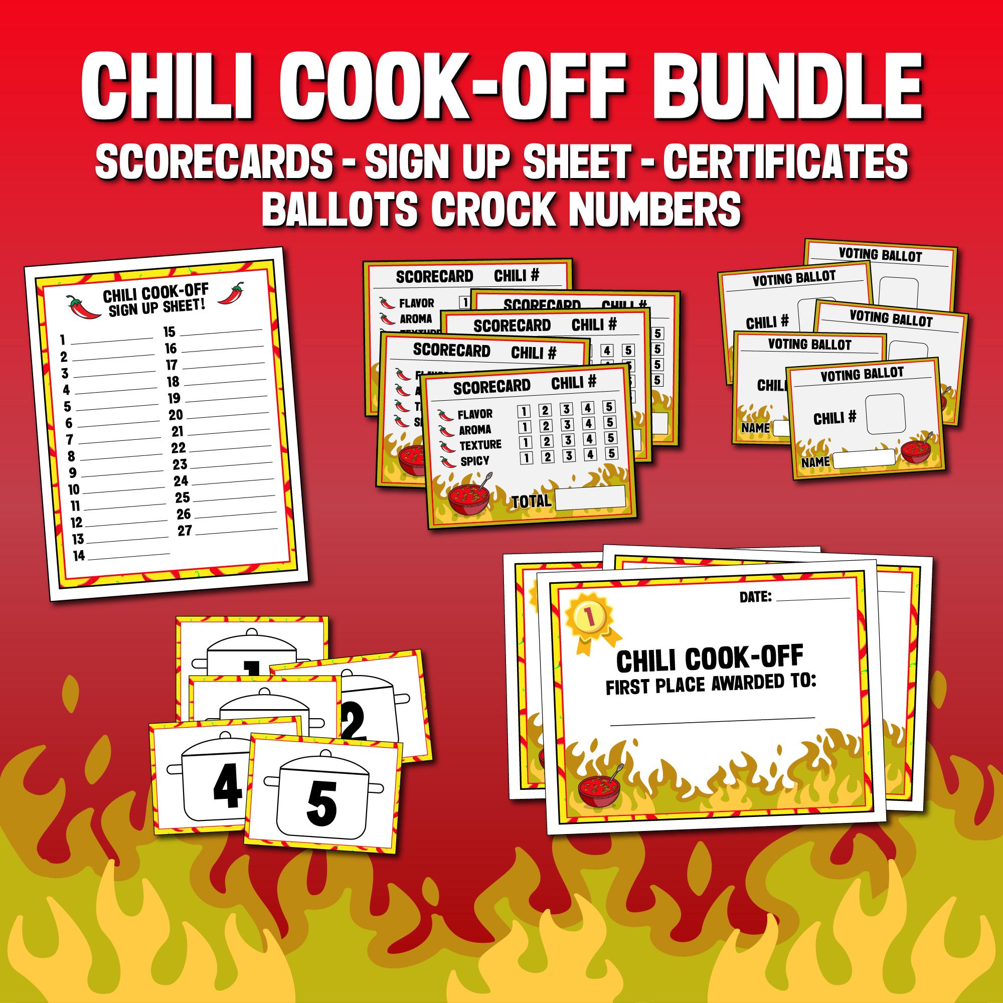 Bundle Chili Cook-off Score Sheet Printable for Chili Competition ...