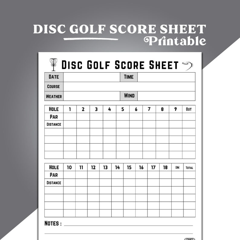 Disc Golf Score Sheet, Disc Golf Score Card, Disc Golf Score Keeper ...