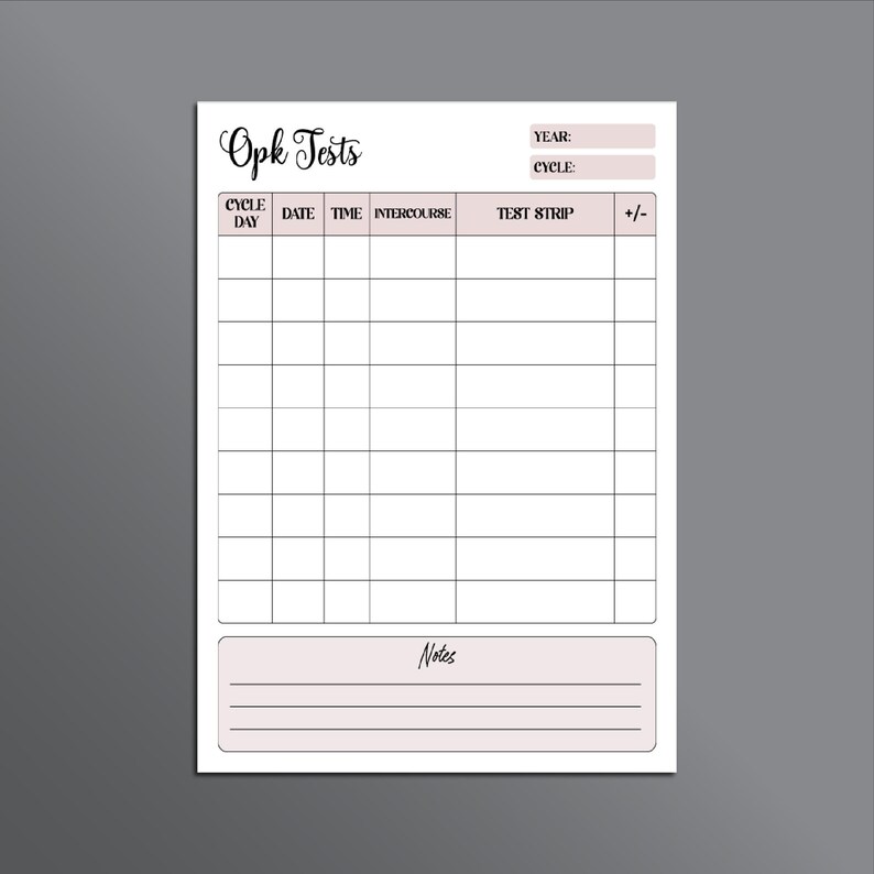 OPK Test Sheet Printable, Ovulation Tracker, Ovulation Test Strips ...