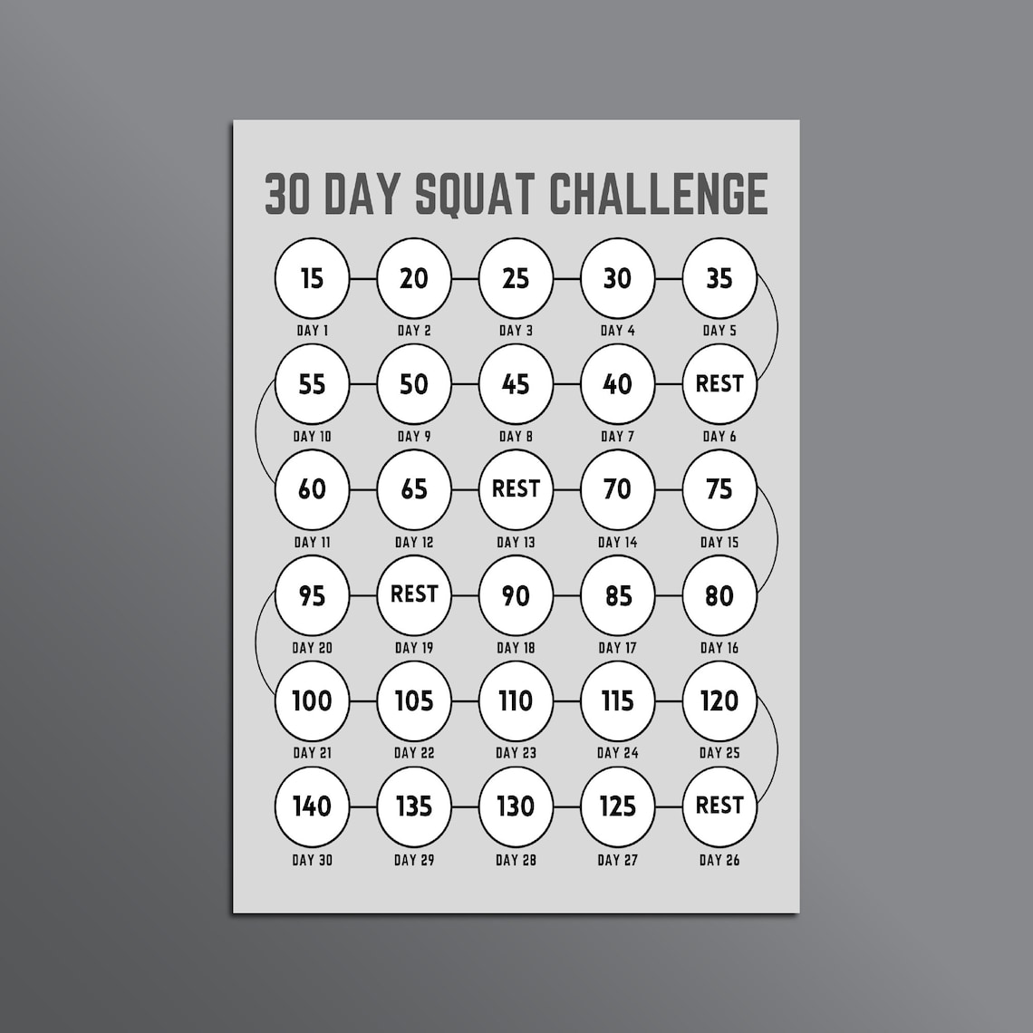 30 Day Squat Challenge Printable | Squat Tracker | Core Fitness | Squat ...