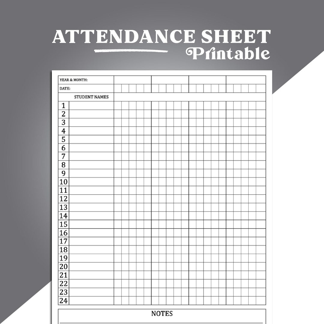 Attendance Sheet Template, Attendance Tracker Printable, Sunday School ...