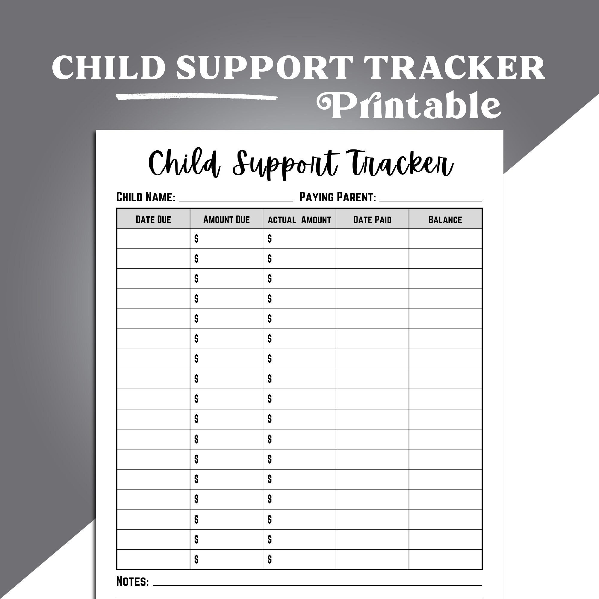 Child Support Tracker Printable Child Support Payment Tracker Co parenting Tool for Tracking Payments and Expenses Family Support Log Etsy
