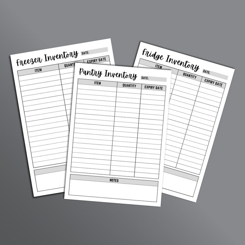 Kitchen Inventory Printable Template, Fridge and Freezer Inventory ...