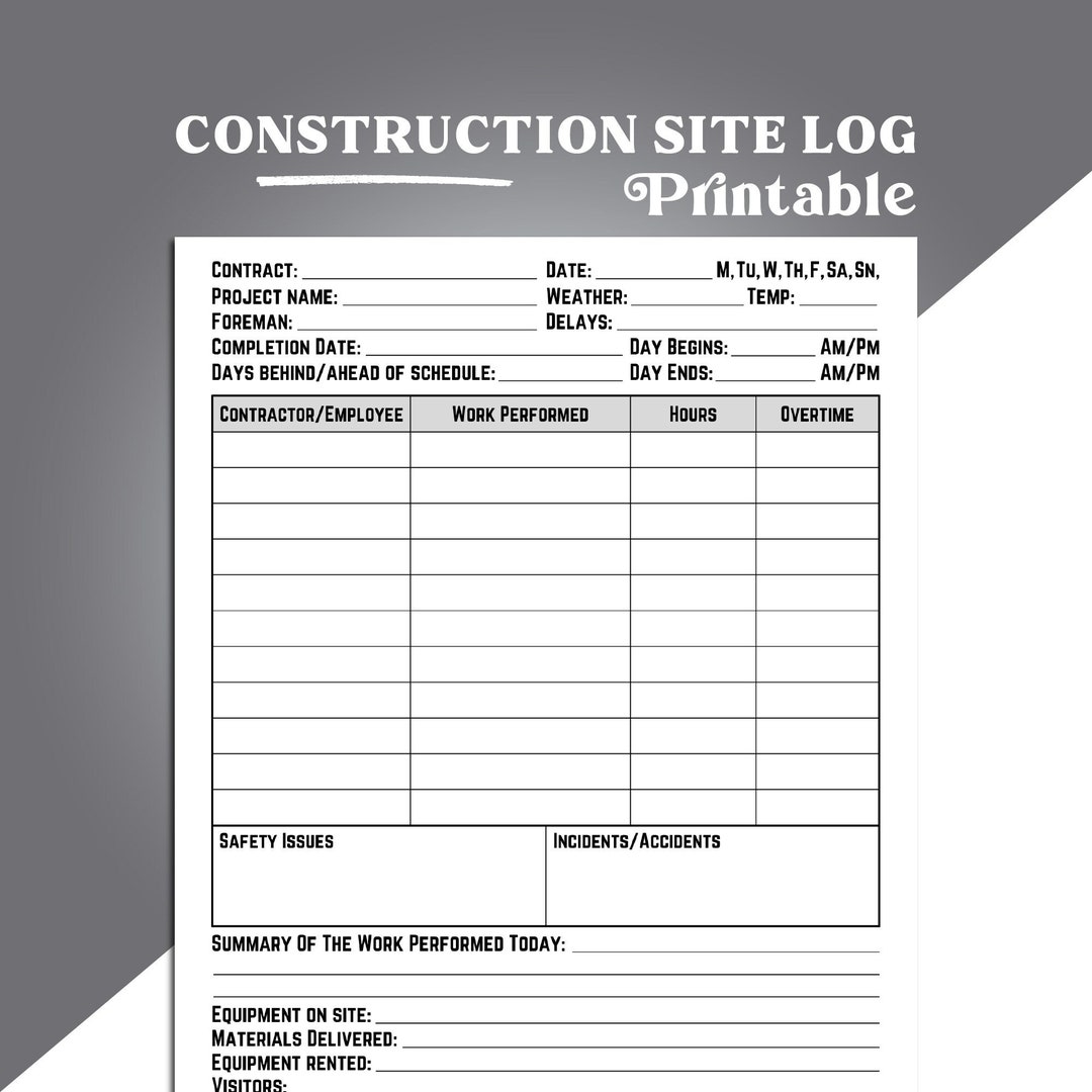 Construction Site Log, Construction Management and Planning Tool ...