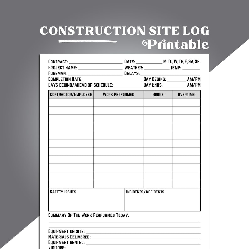 Construction Site Log, Construction Management and Planning Tool ...