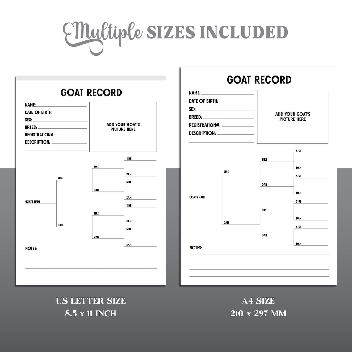 Goat Pedigree Template Printable, Goat ID Form, Fillable Form, Goat ...