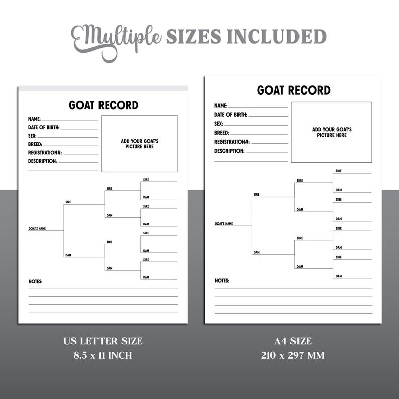 Goat Pedigree Template Printable, Goat ID Form, Fillable Form, Goat ...
