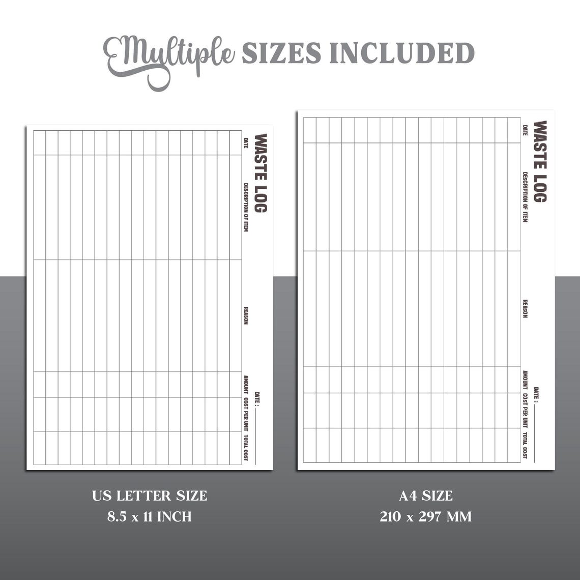Waste Log Printable, Food Waste Tracker, Waste Tracker Template ...