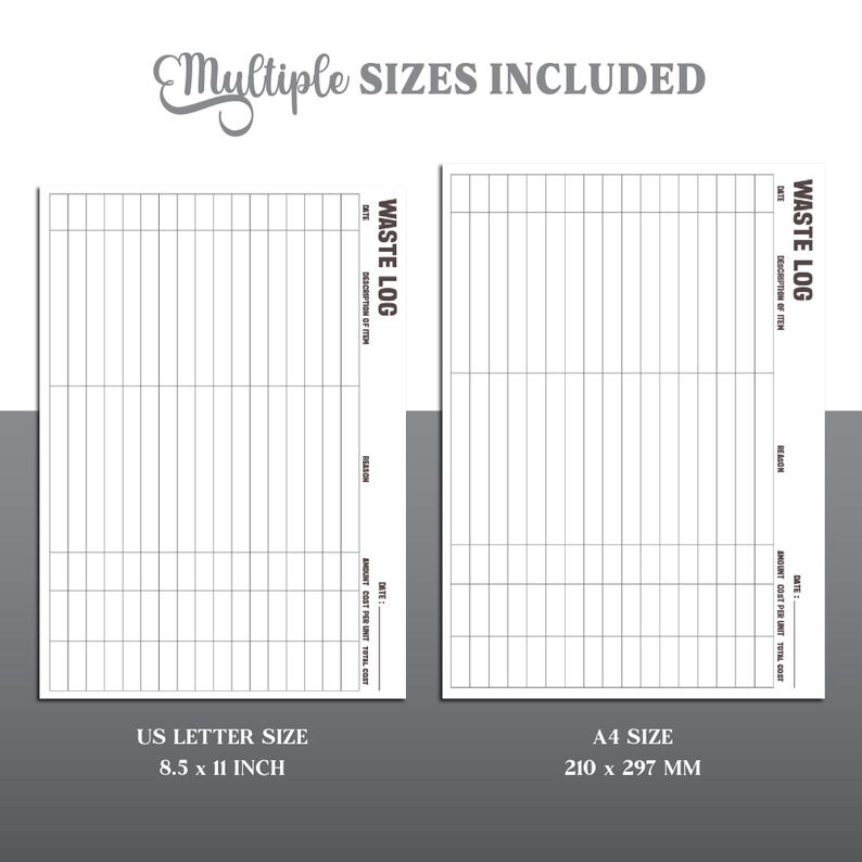 Waste Log Printable, Food Waste Tracker, Waste Tracker Template ...