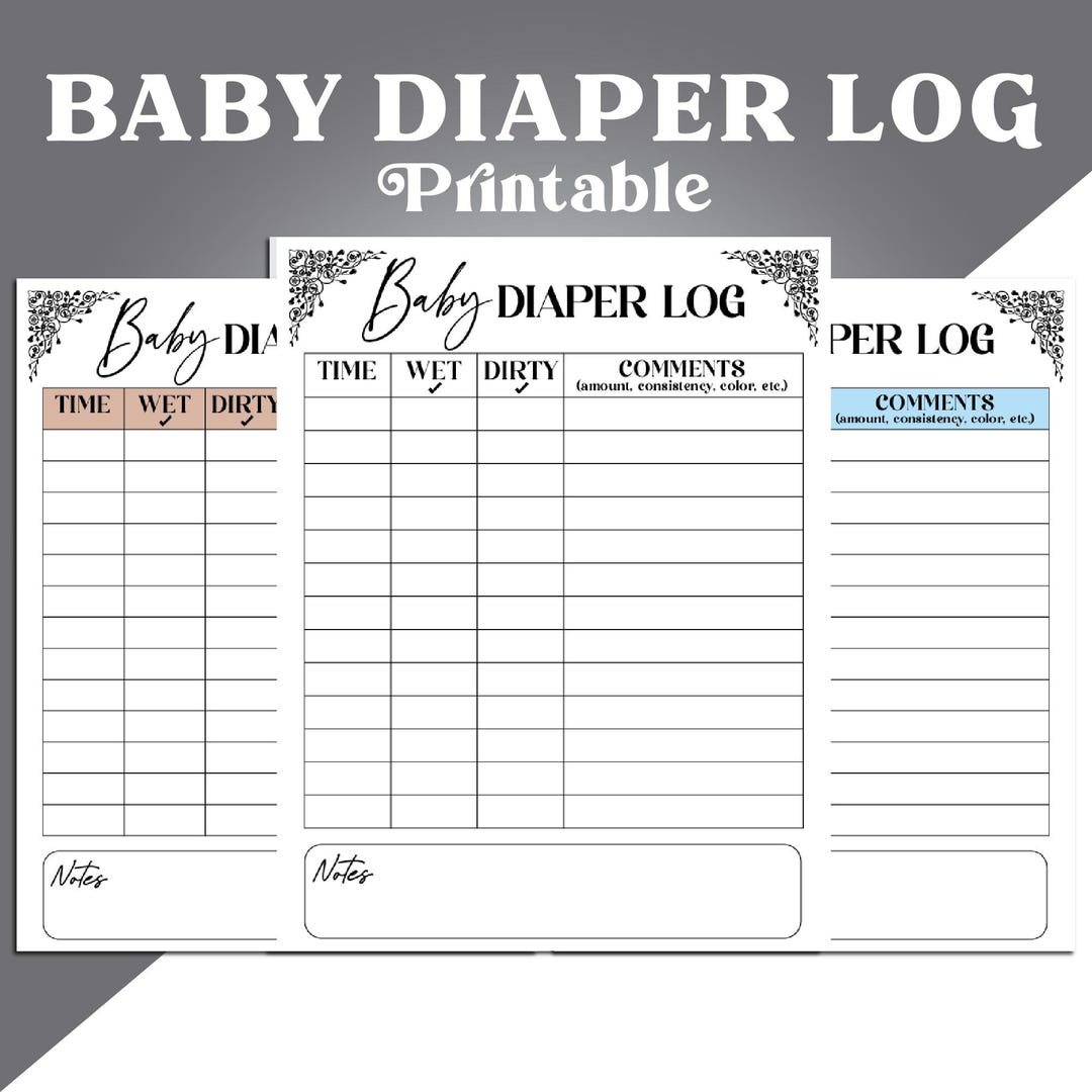 Diaper Log Printable, Baby Diaper Tracker, Daily Diaper Changing Log ...