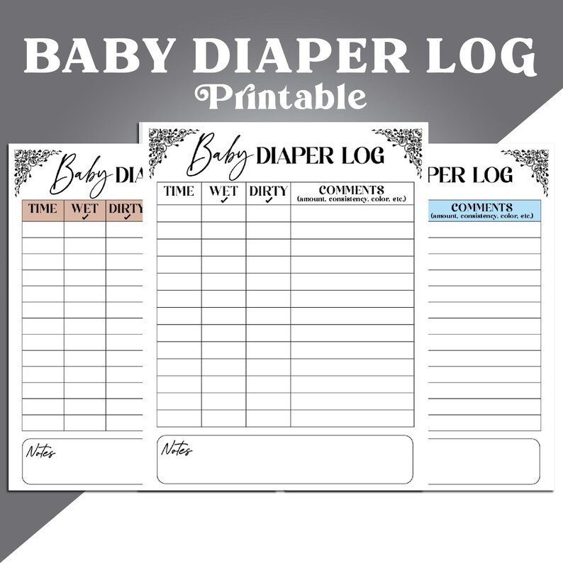 Diaper Log Printable, Baby Diaper Tracker, Daily Diaper Changing Log ...