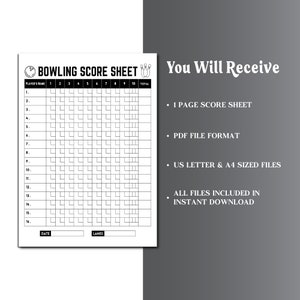Bowling Score Sheet, Printable Bowling Score Card, Bowling Scorecard ...
