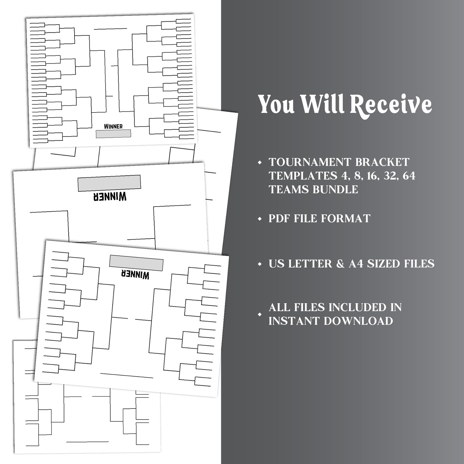 Tournament Bracket Templates, Tournament Template, Sports Bracket ...