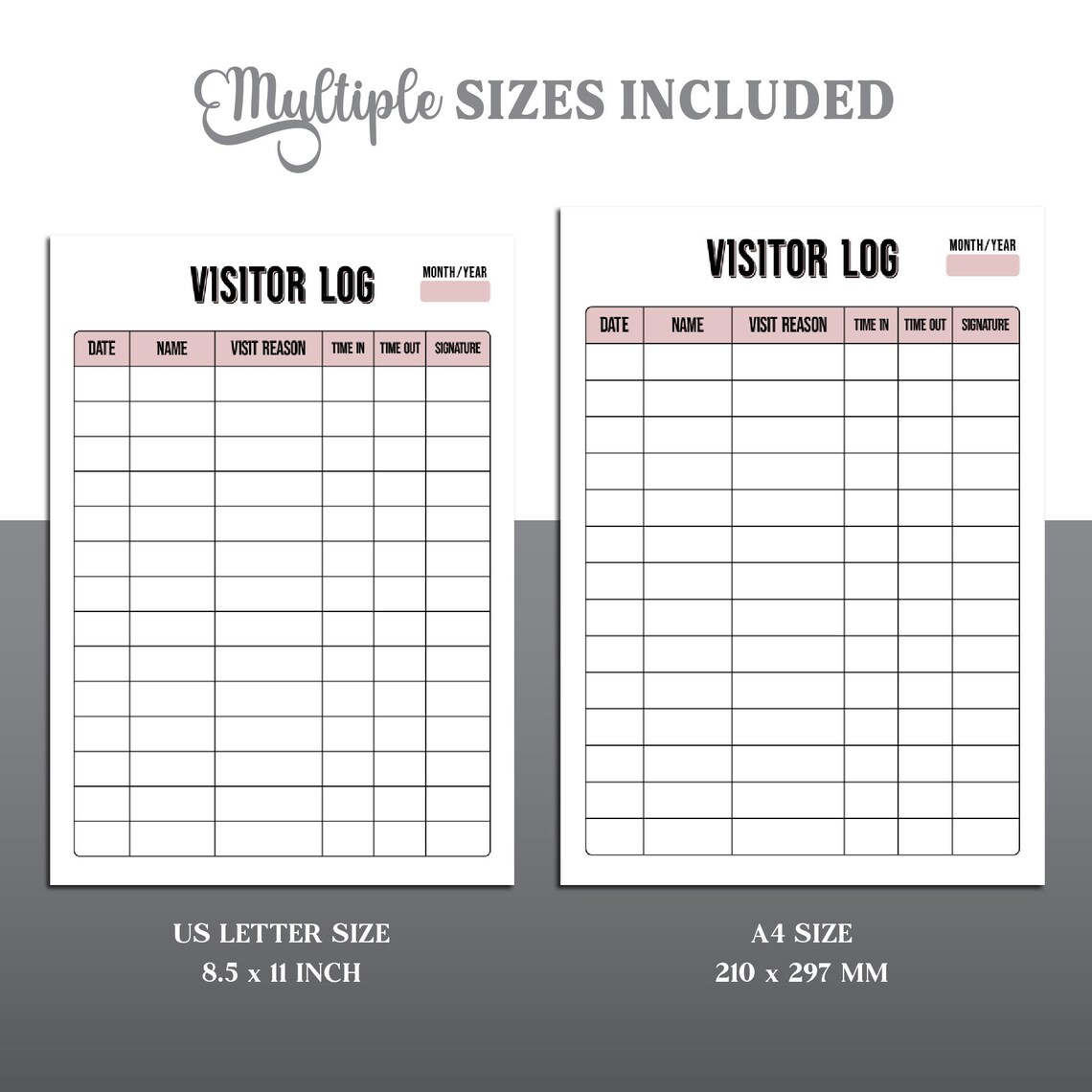 Visitor Log Printable, Visitor Log Sheet, Visitor Tracker Template ...