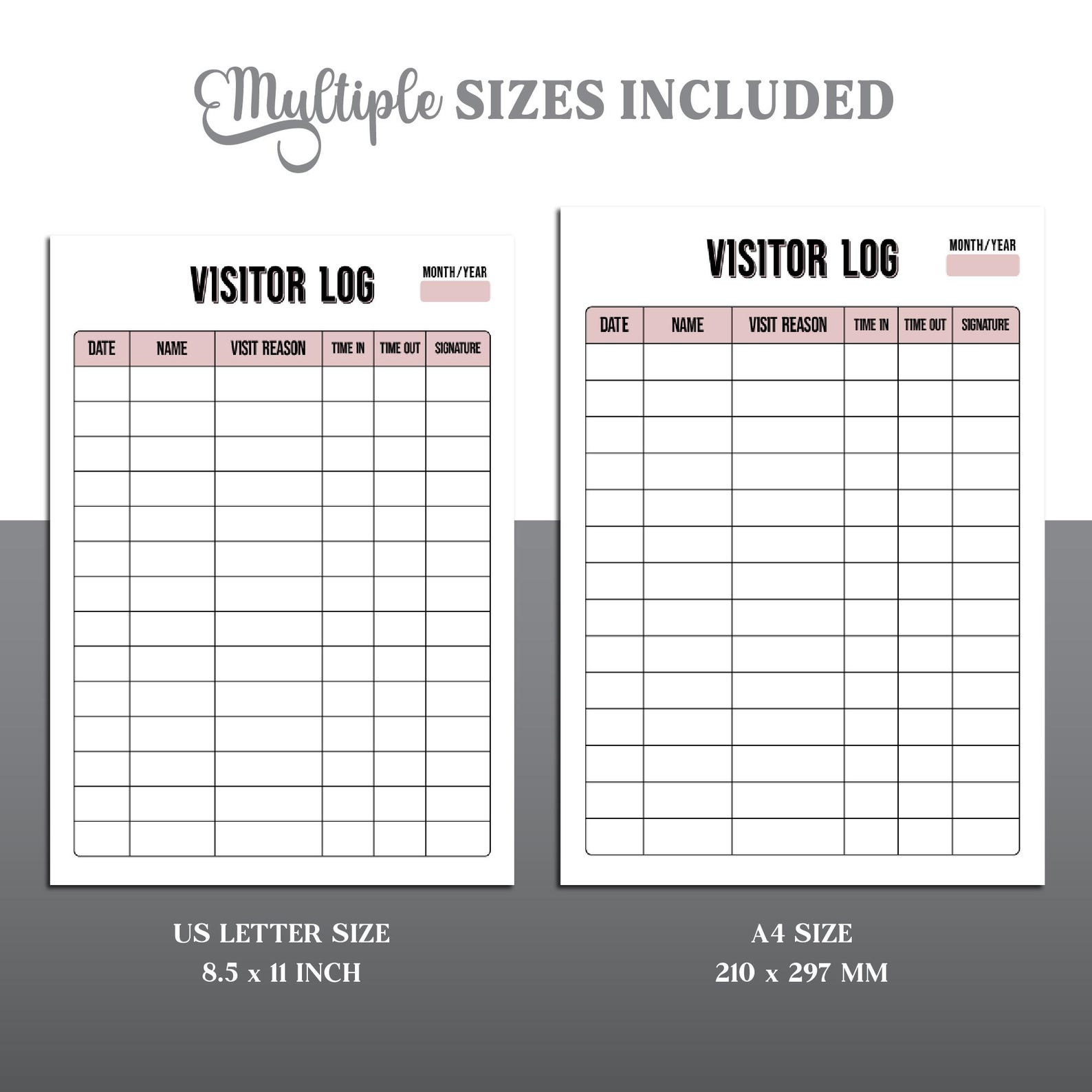 Visitor Log Printable, Visitor Log Sheet, Visitor Tracker Template ...