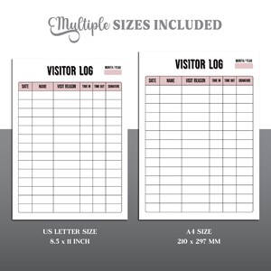 Visitor Log Printable, Visitor Log Sheet, Visitor Tracker Template ...