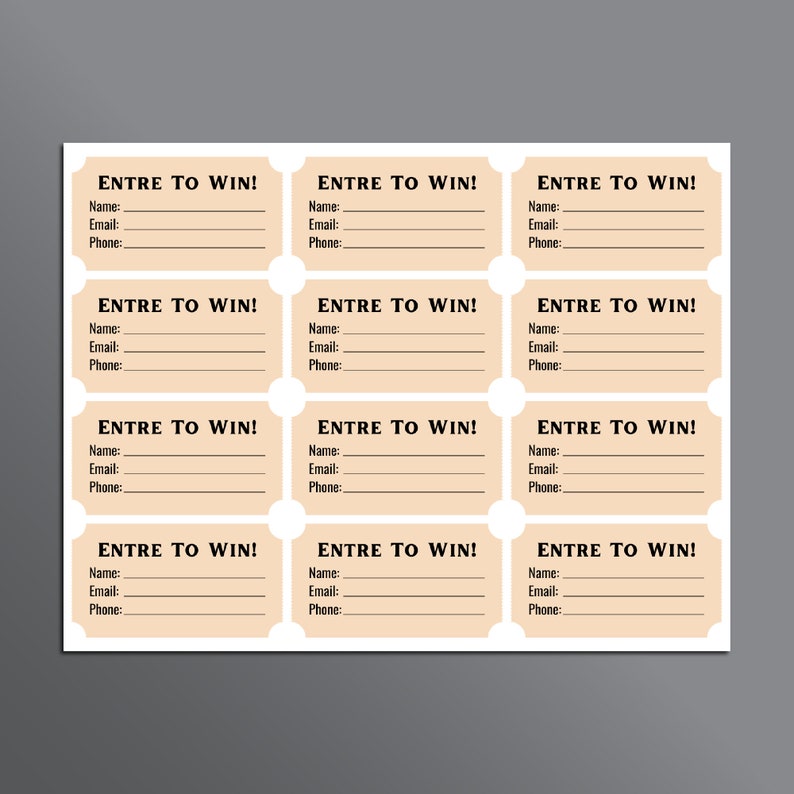 Printable Raffle Ticket - Enter to Win Printable Ticket Template ...