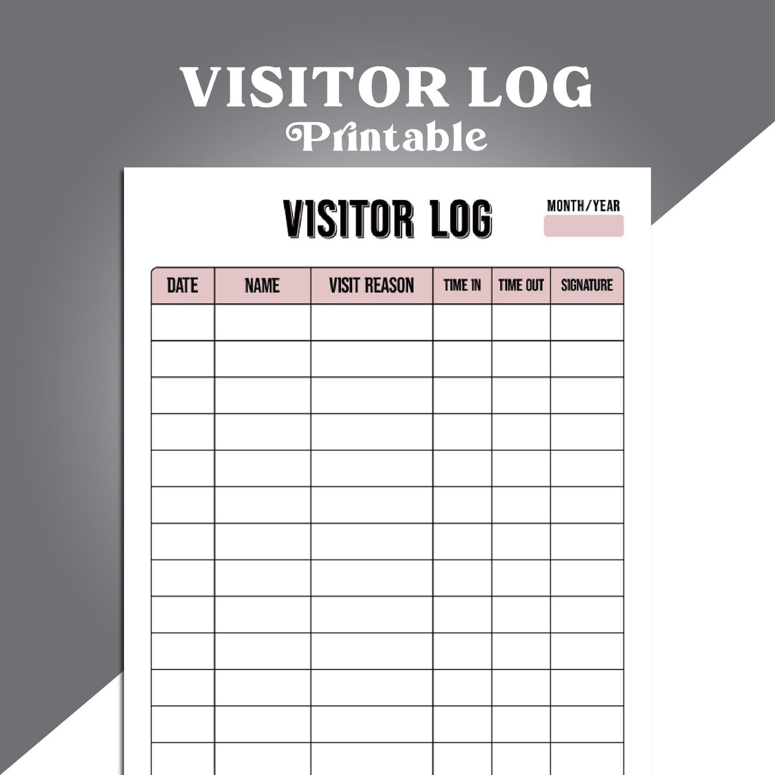 Visitor Log Printable, Visitor Log Sheet, Visitor Tracker Template ...