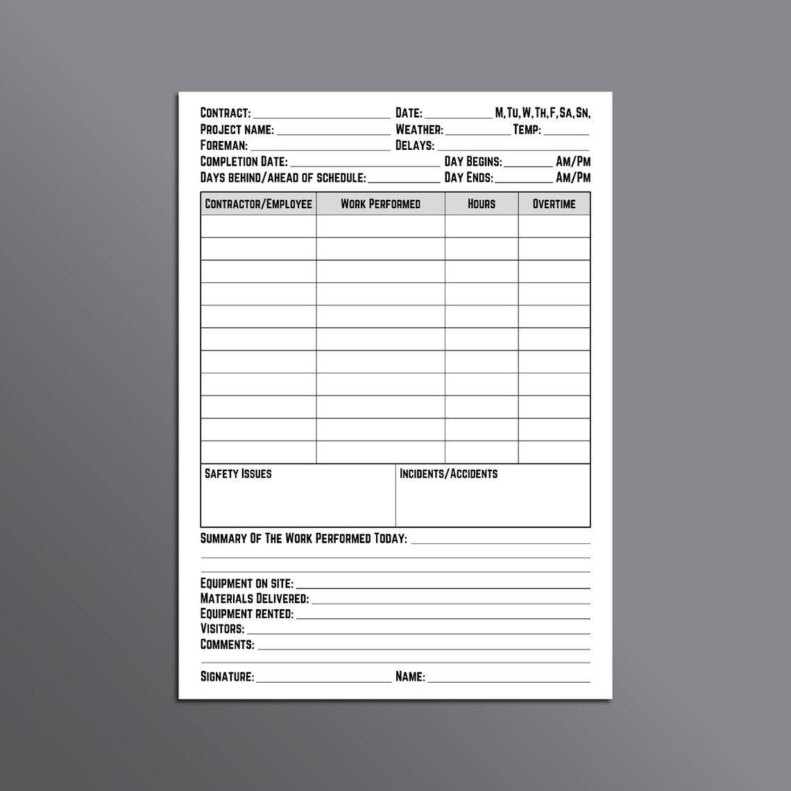 Construction Site Log, Construction Management and Planning Tool ...