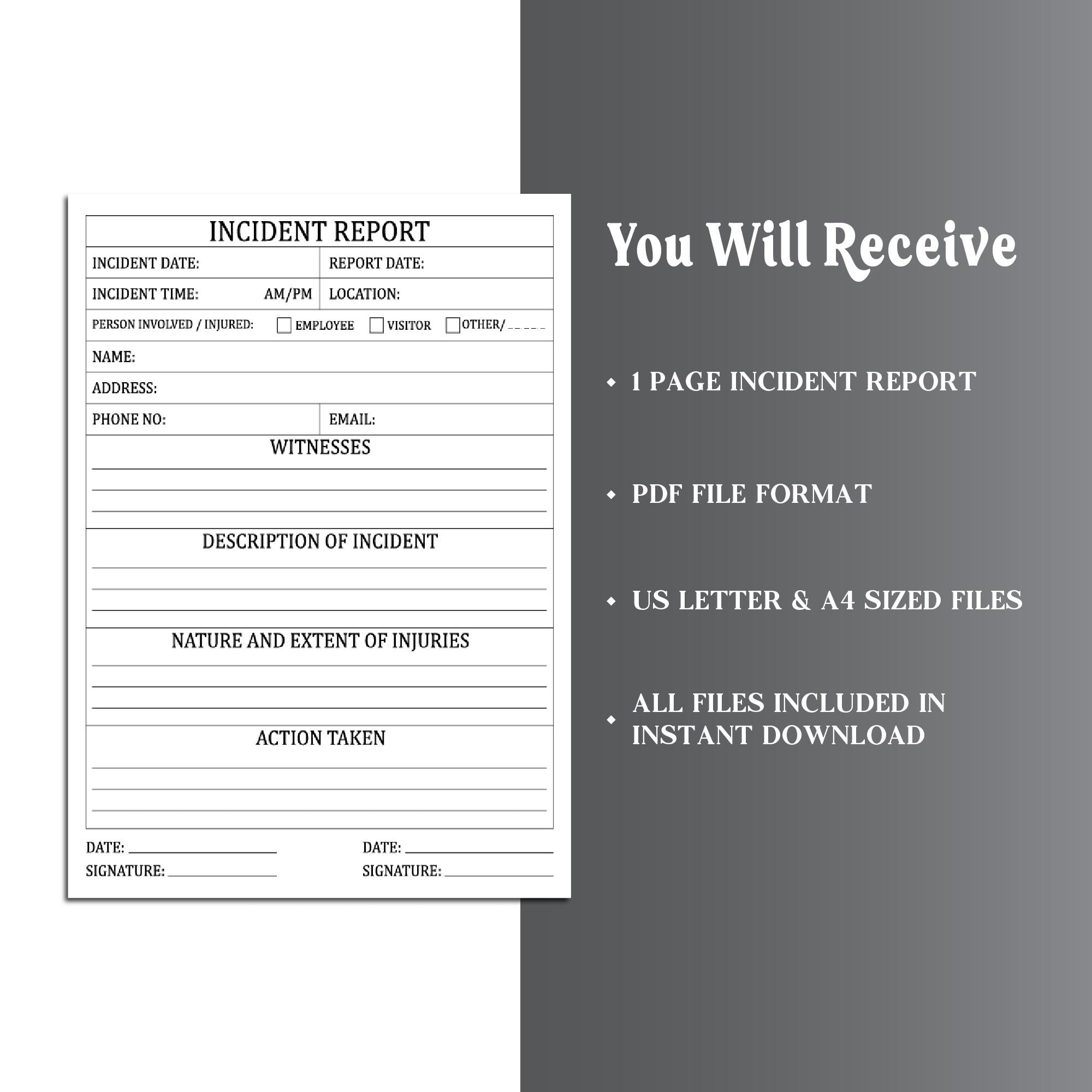 Incident Report Health and Safety, Incident Report Form, Business ...