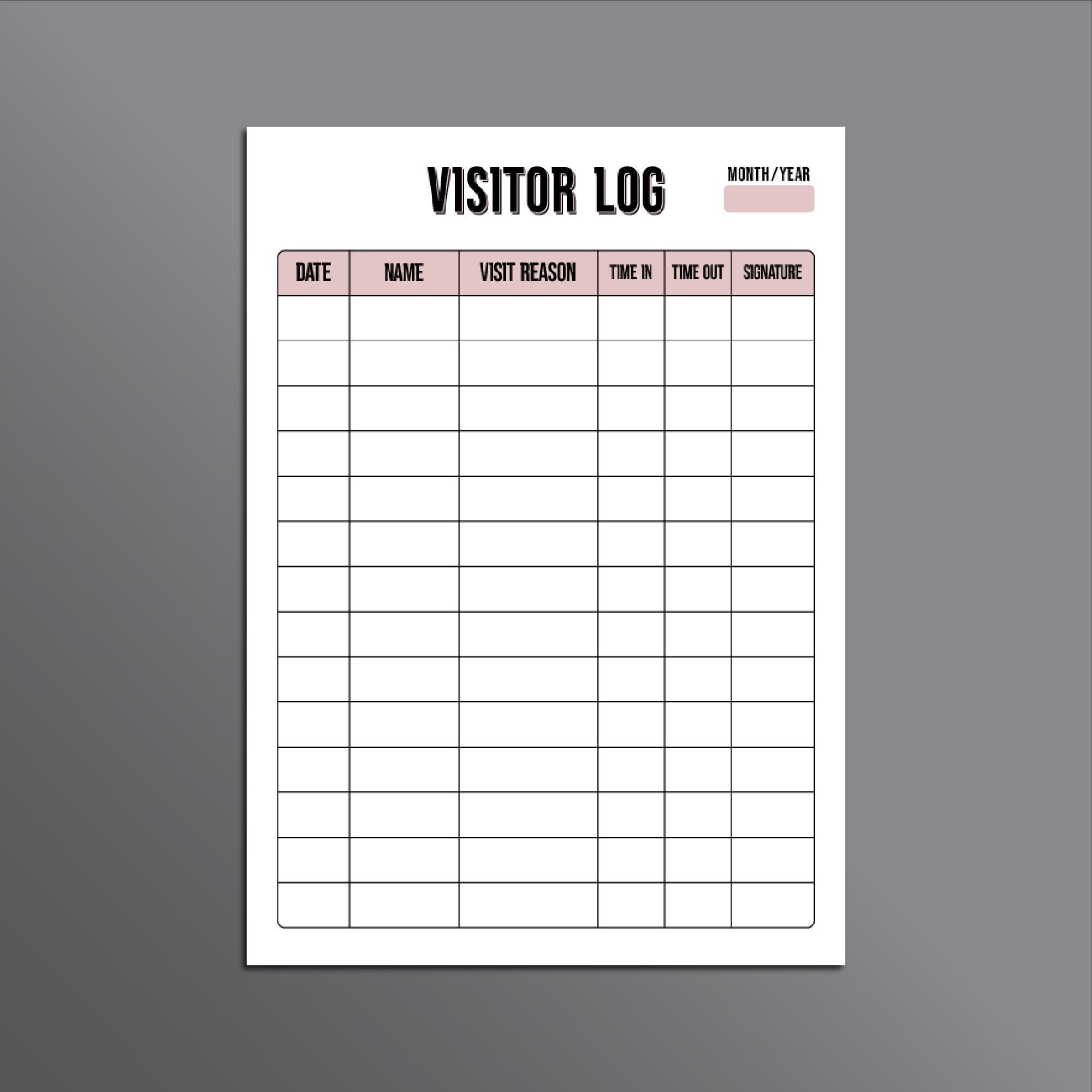 Visitor Log Printable, Visitor Log Sheet, Visitor Tracker Template ...