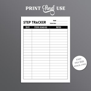 Simple Step Tracker Printable, Daily Walking Log, Health and Wellness ...