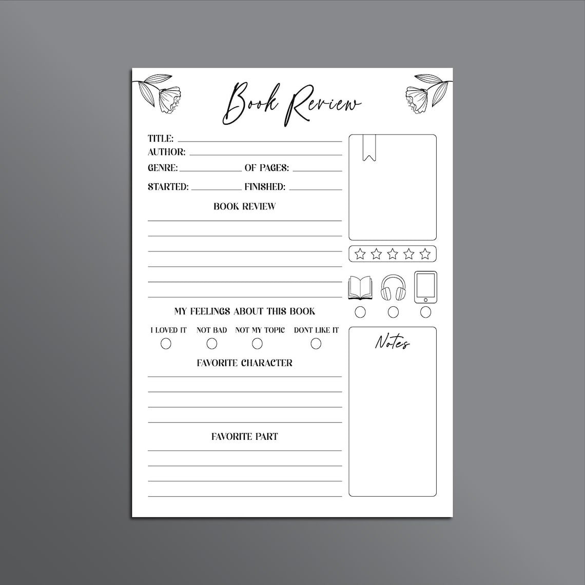 Book Review Template Printable, Book Review Page, Printable Book Review ...