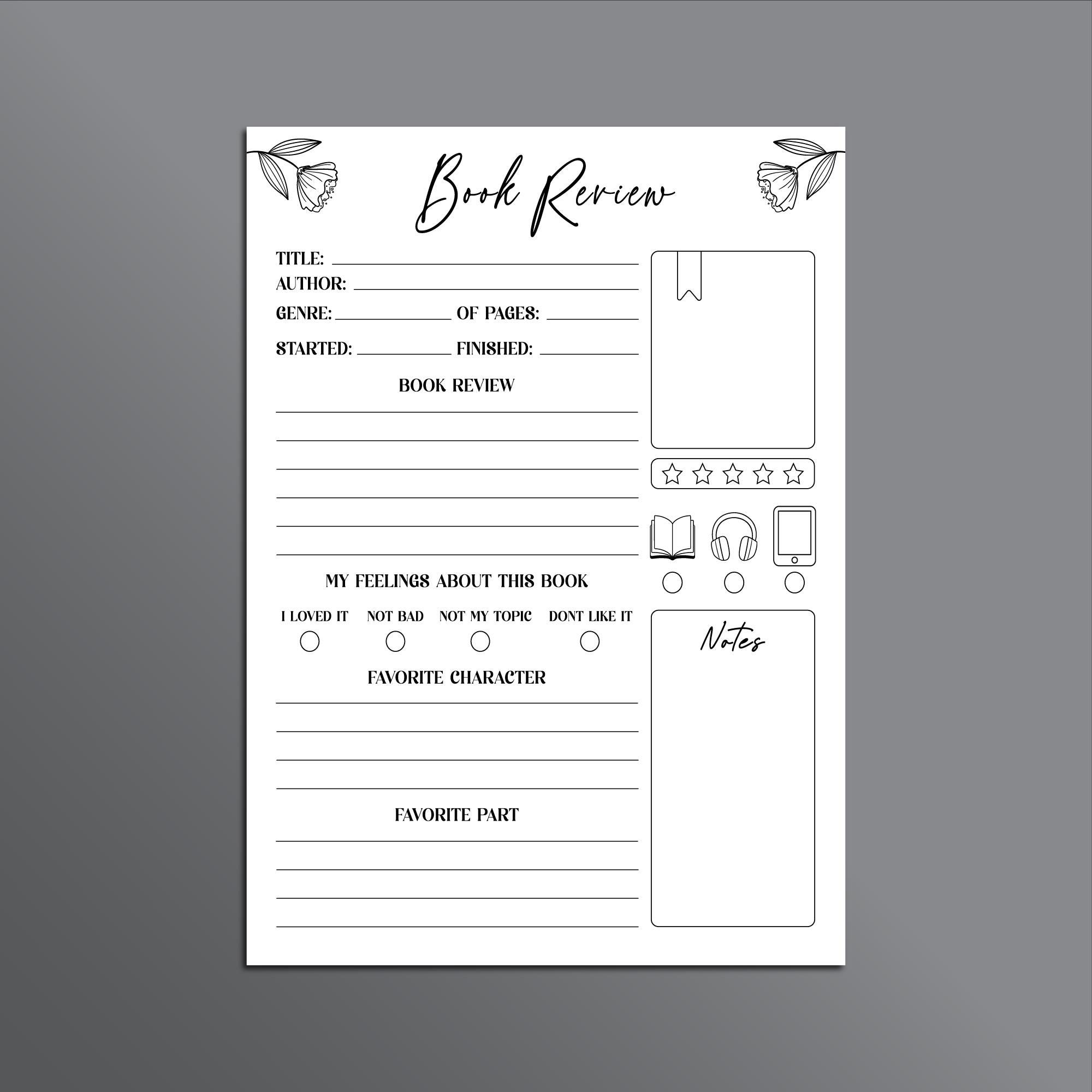 Book Review Template Printable, Book Review Page, Printable Book Review ...